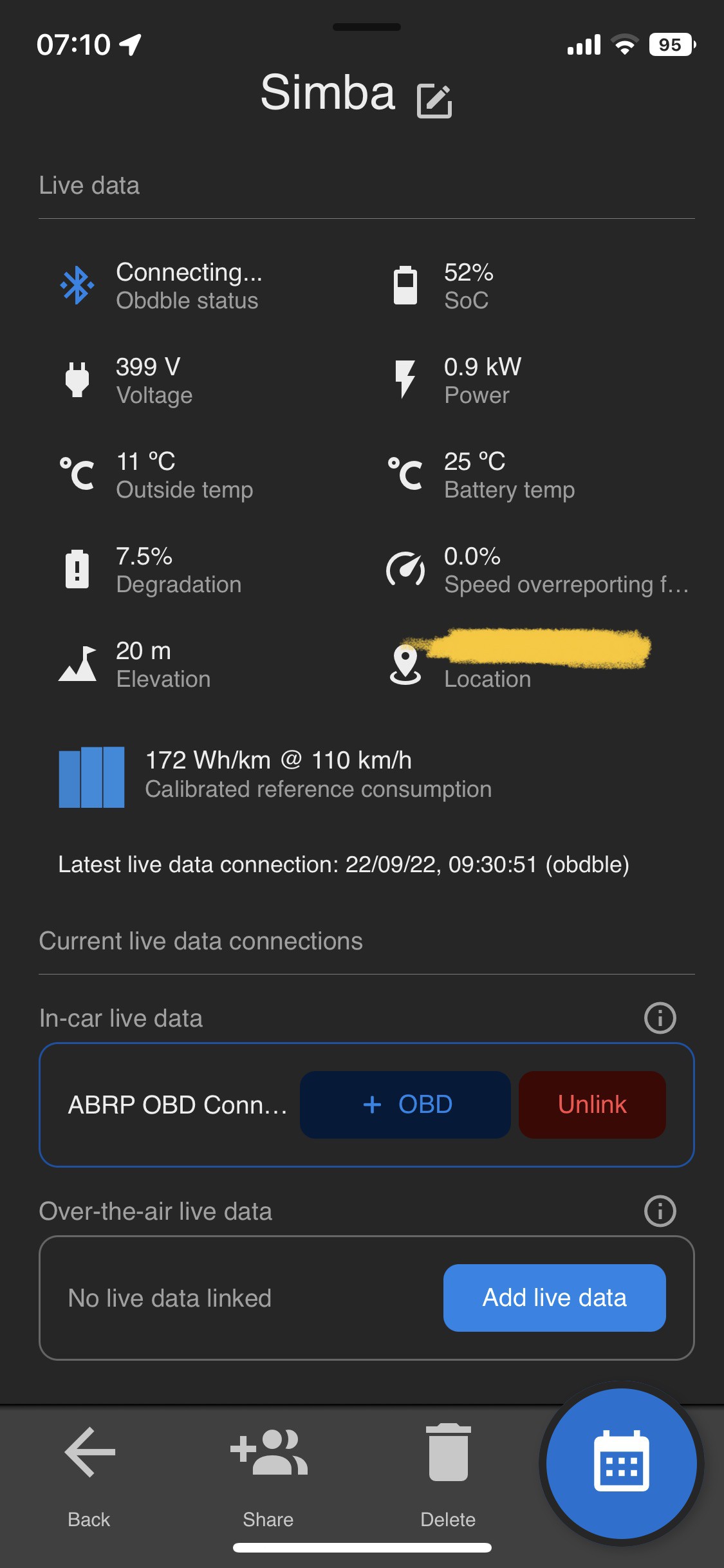 Live Obd Misreporting Report A Bug A Better Routeplanner